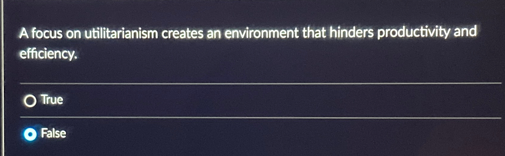 Solved A focus on utilitarianism creates an environment that | Chegg.com