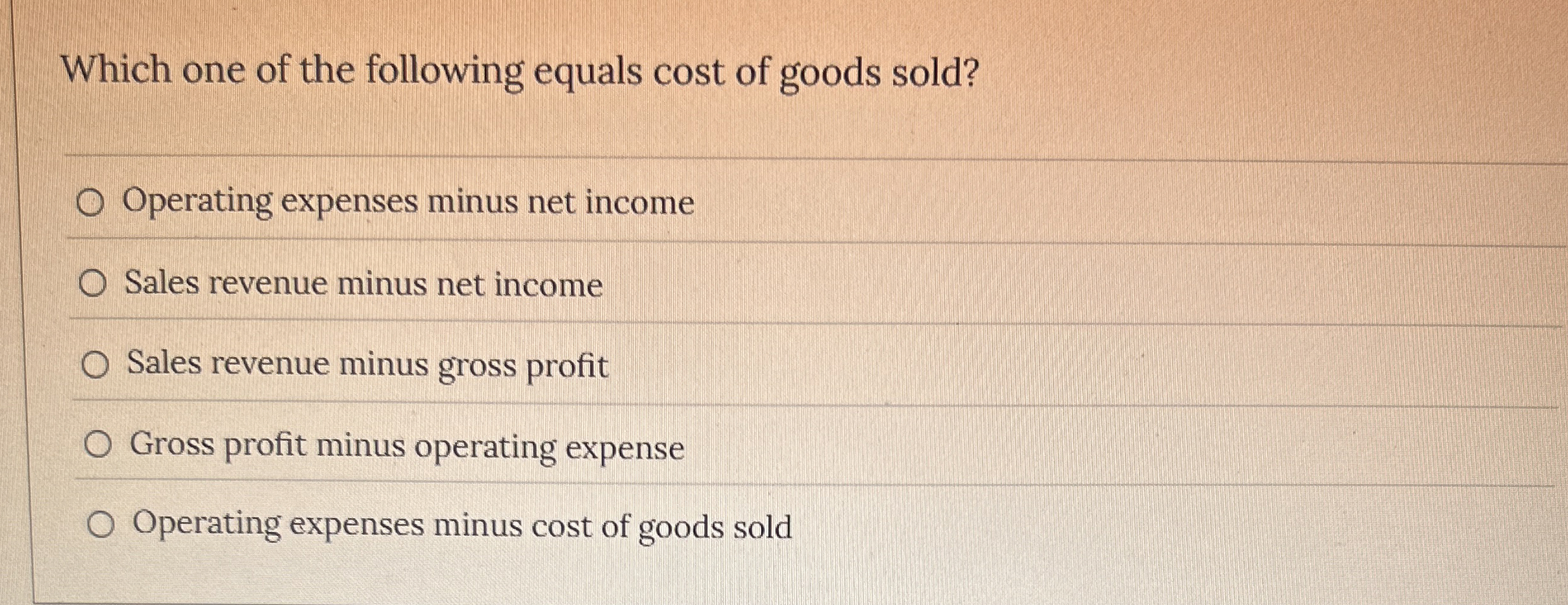 Solved Which one of the following equals cost of goods | Chegg.com