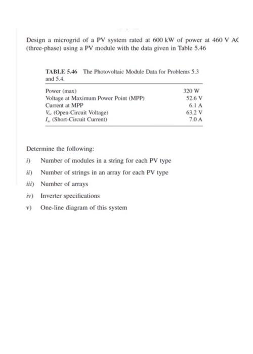 Solved Design a microgrid of a PV system rated at 600 kW of | Chegg.com