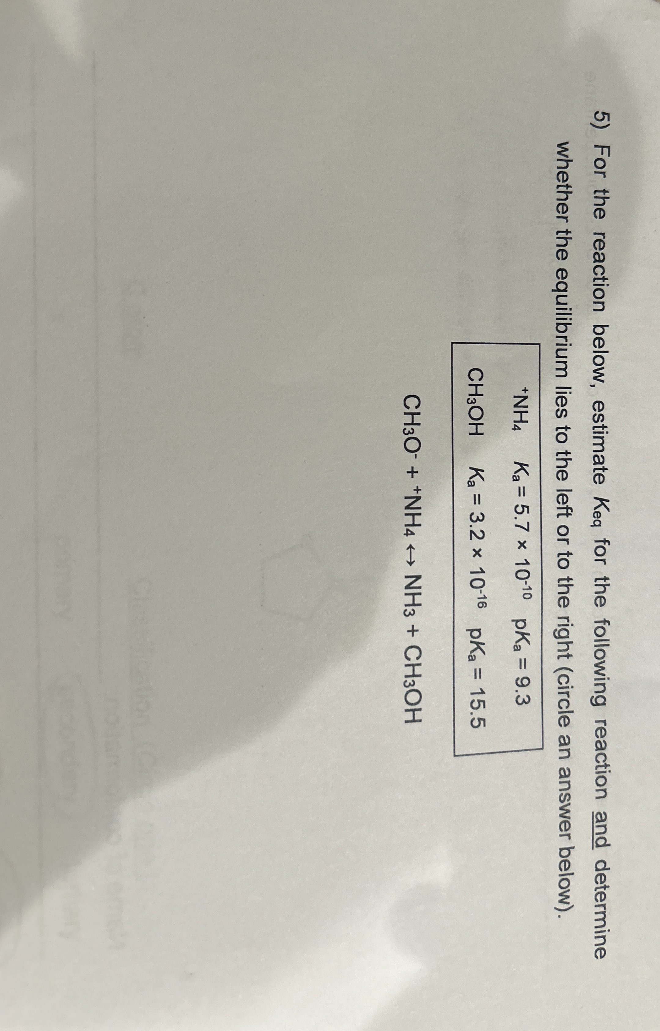 Solved For the reaction below, estimate Keq ﻿for the | Chegg.com