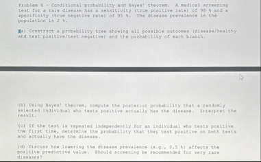 Solved Problem 6 - ﻿Conditional probability and Bayes' | Chegg.com