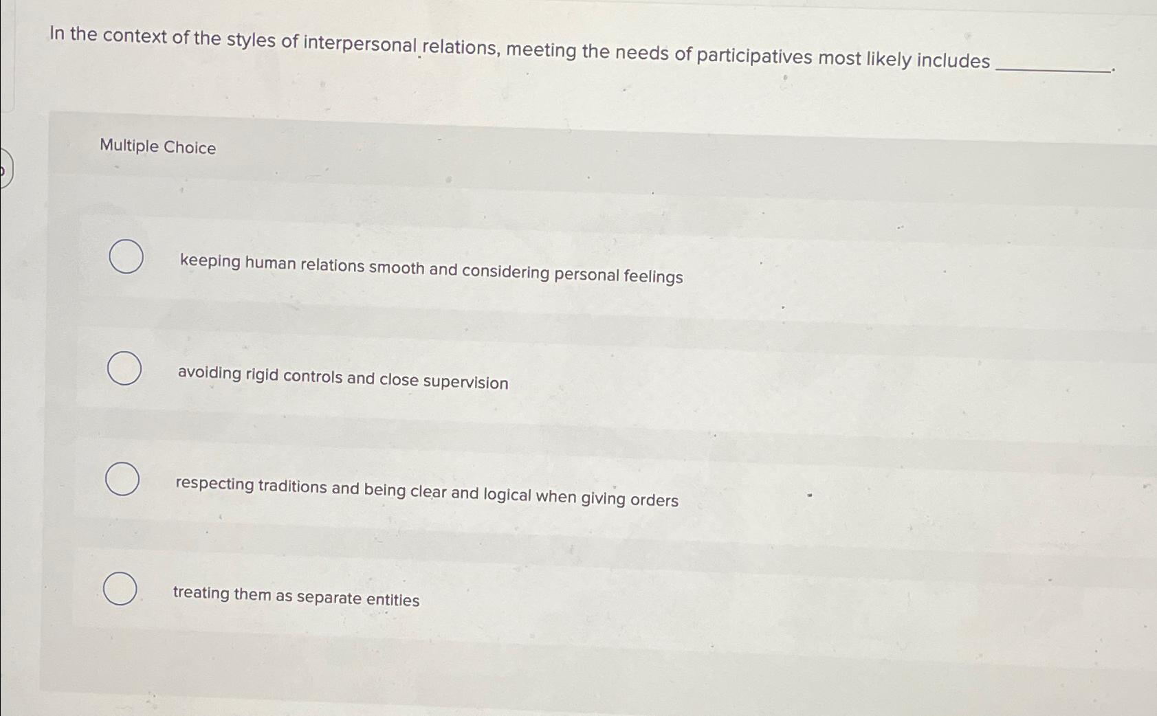 Solved In the context of the styles of interpersonal | Chegg.com