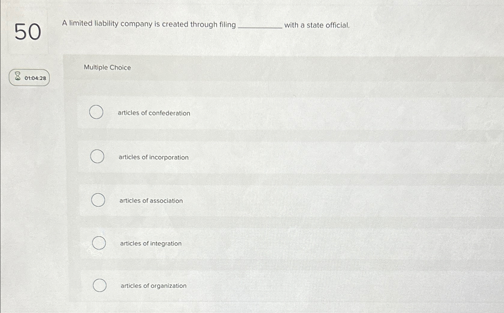 Solved A limited liability company is created through filing | Chegg.com