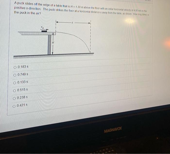 Solved AMS A puck slides off the edge of a table that is H = | Chegg.com