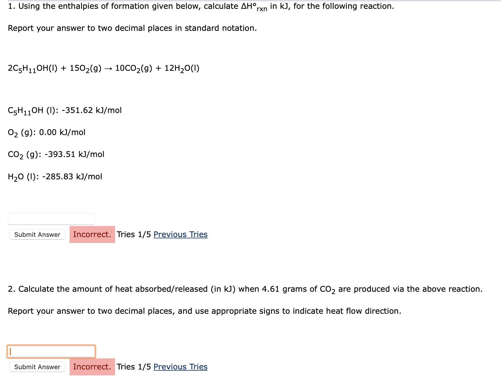 Solved Using the enthalpies of formation given below, | Chegg.com