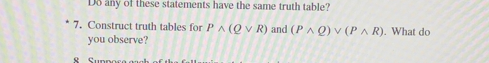 Solved Construct truth tables for P??(QvvR) ﻿and | Chegg.com