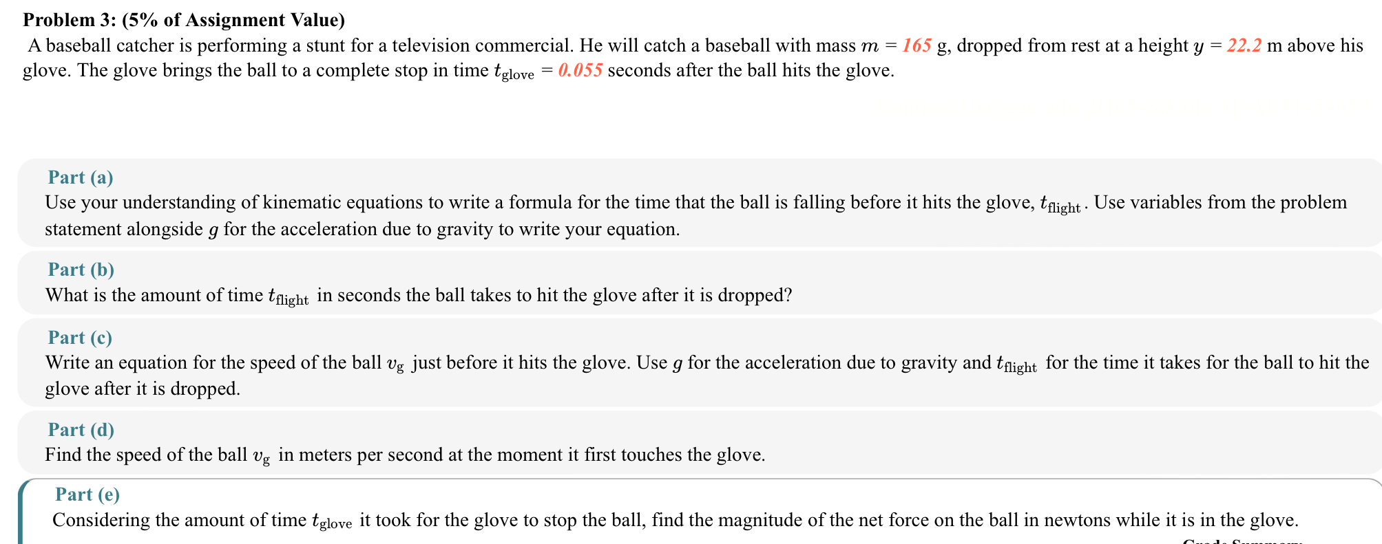 Solved Problem 3: (5% ﻿of Assignment Value)A baseball | Chegg.com