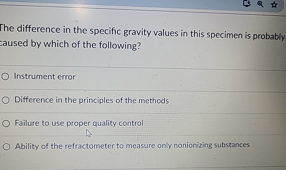 Solved The difference in the specific gravity values in this | Chegg.com