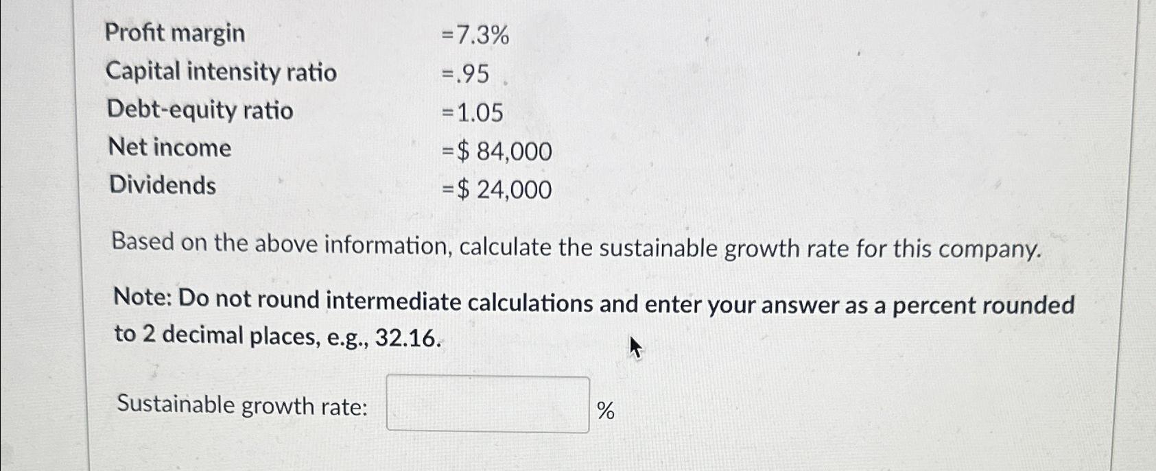 Solved \table[[Profit margin,=7.3% | Chegg.com