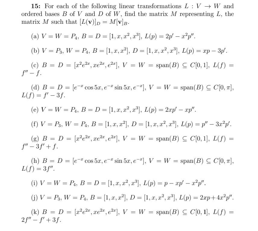 Solved 15: For each of the following linear transformations | Chegg.com