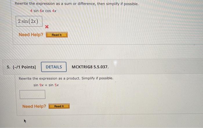 Solved Rewrite the expression as a sum or difference, then | Chegg.com