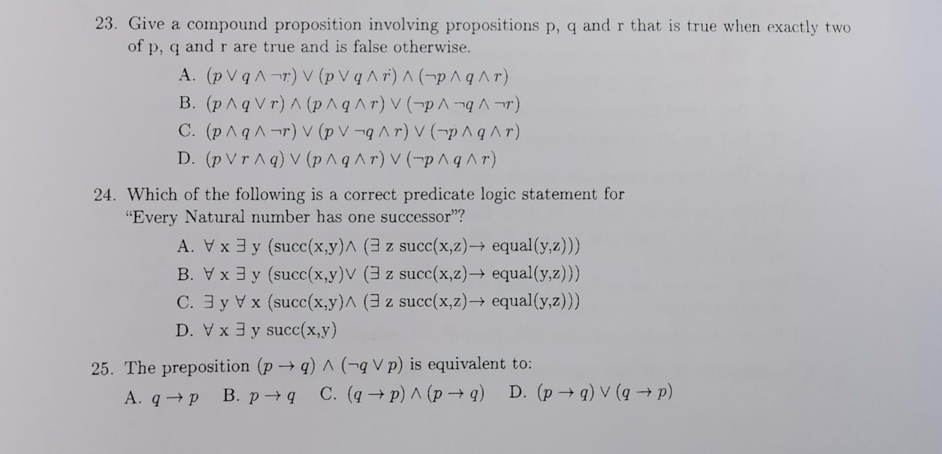 Solved 23. Give a compound proposition involving | Chegg.com