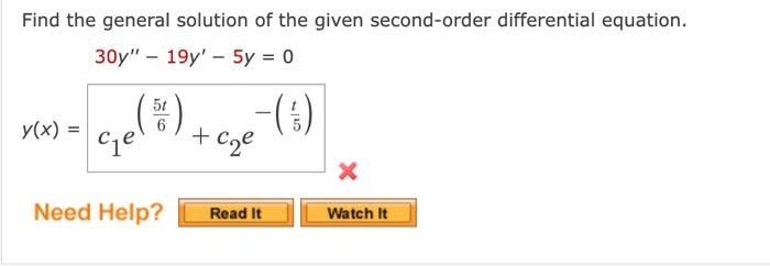 Solved Find the general solution of the given second-order | Chegg.com