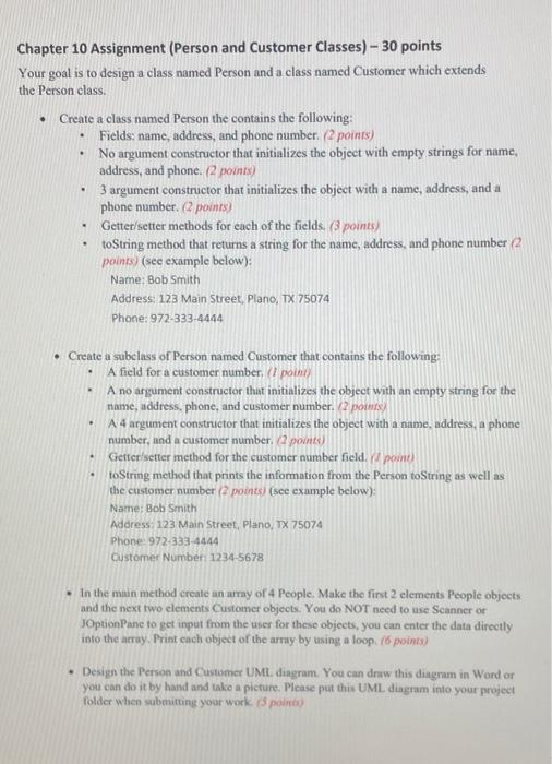 Solved Chapter 10 Assignment (Person and Customer | Chegg.com