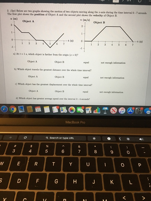 Solved Below are two graphs showing the motion of 2 objects | Chegg.com