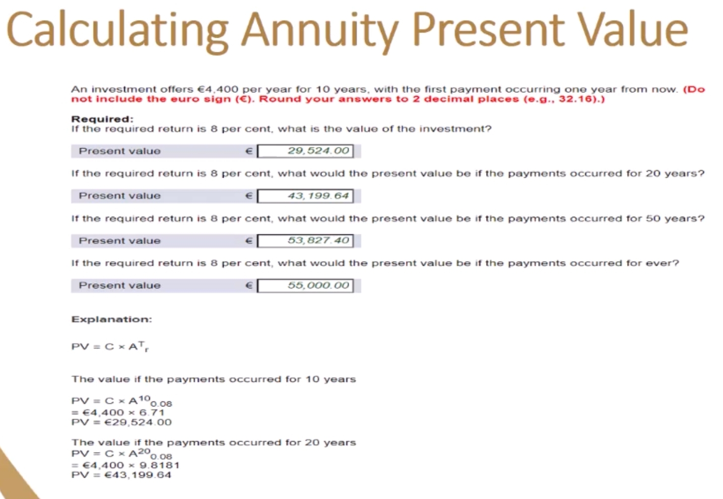 Solved Calculating Annuity Present ValueAn investment offers | Chegg.com