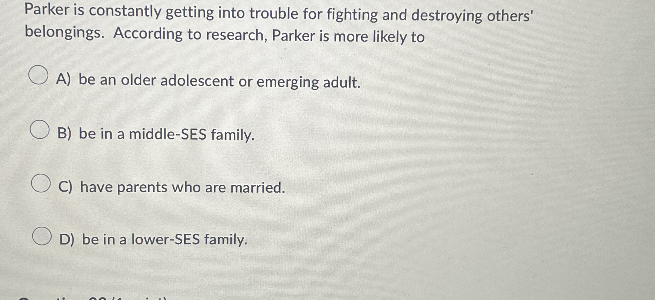 Solved Parker is constantly getting into trouble for | Chegg.com
