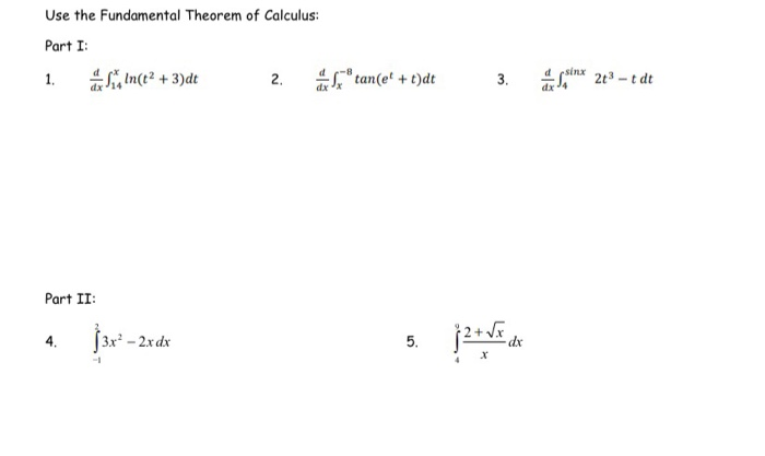 Solved Use the Fundamental Theorem of Calculus: Part I: 1. | Chegg.com