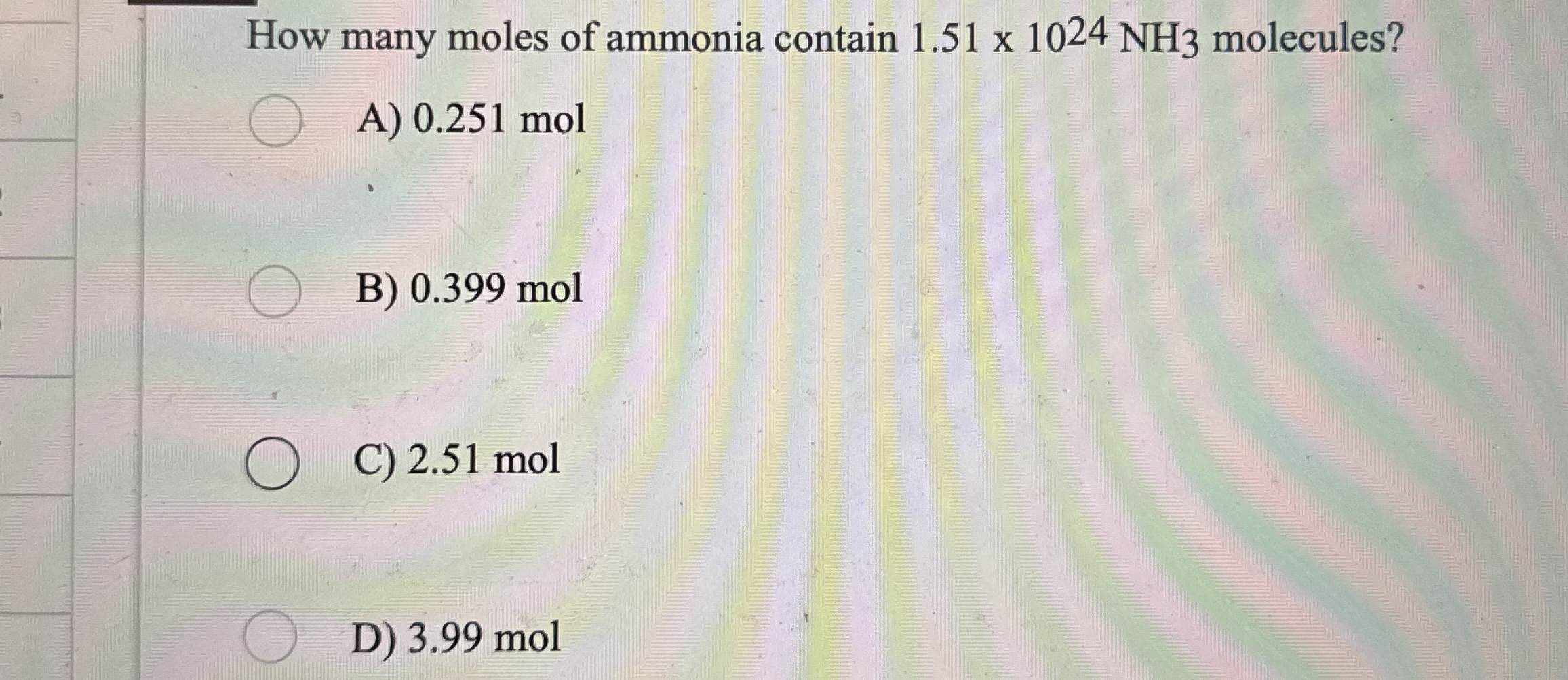 Solved How many moles of ammonia contain 1.51×1024NH3 | Chegg.com
