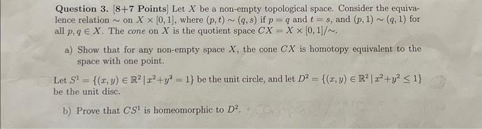 Solved Question 3. \\( [8+7 \\) Points \\( ] \\) Let \\( X | Chegg.com