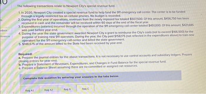 Solved The following transactions relate to Newport City's | Chegg.com