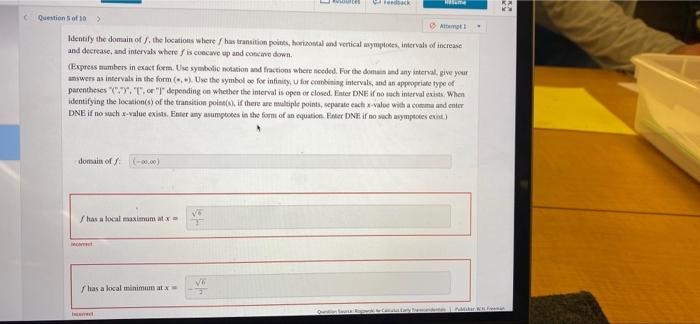 Solved Question of 10 > Amt Identify the domain of the | Chegg.com