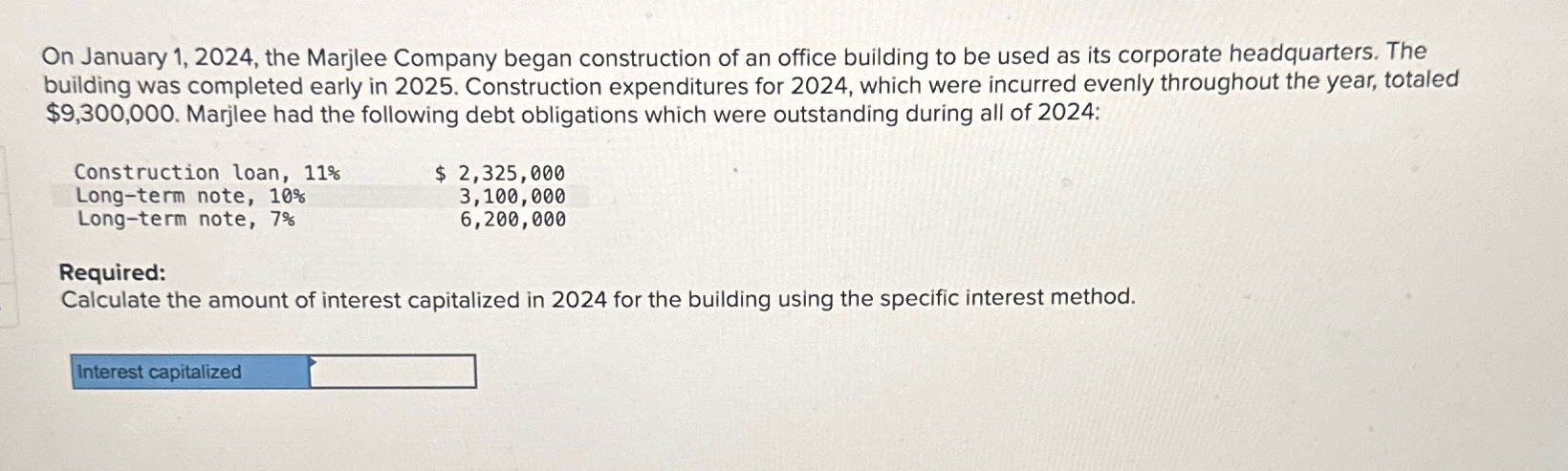 Solved On January 1, 2024, ﻿the Marjlee Company began | Chegg.com