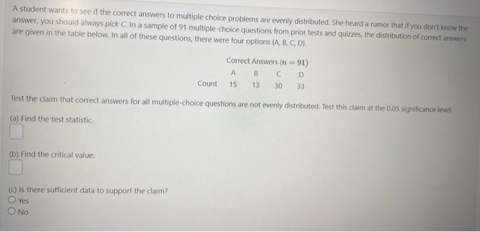 Solved A student wants to see if the correct answers to | Chegg.com
