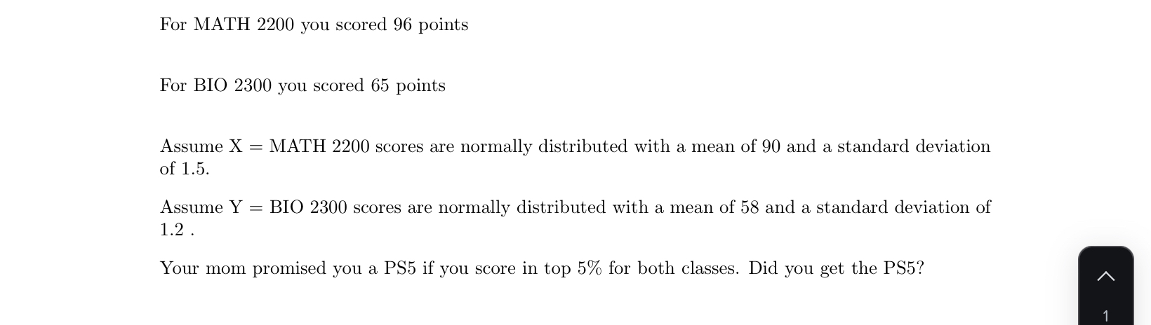 Solved For MATH 2200 ﻿you scored 96 ﻿pointsFor BIO 2300 ﻿you | Chegg.com