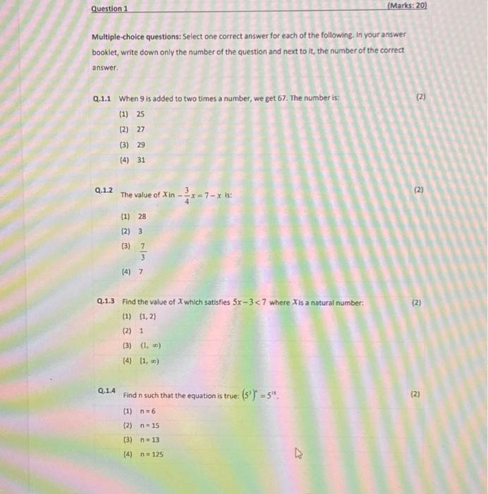 Solved Multiple-choice questions: Select one correct answer | Chegg.com