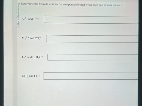 Solved Determine the formula unit for the compound formed | Chegg.com