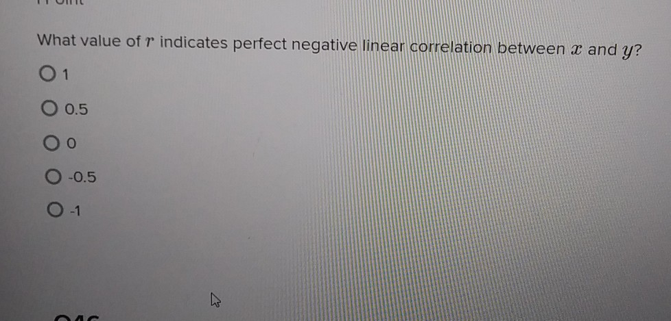 Solved What value of r indicates perfect negative linear | Chegg.com