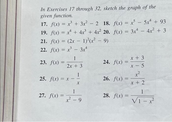 Solved 17 and 23!!! In Exercises 17 through 32, sketch the | Chegg.com