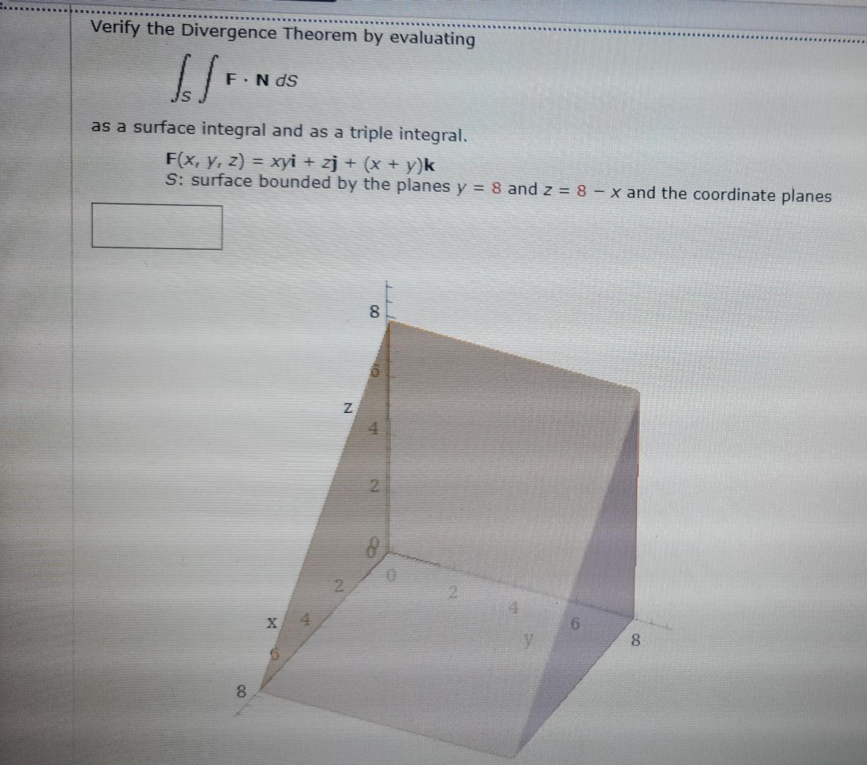 Solved Verify the Divergence Theorem by evaluating F. Nds as | Chegg.com