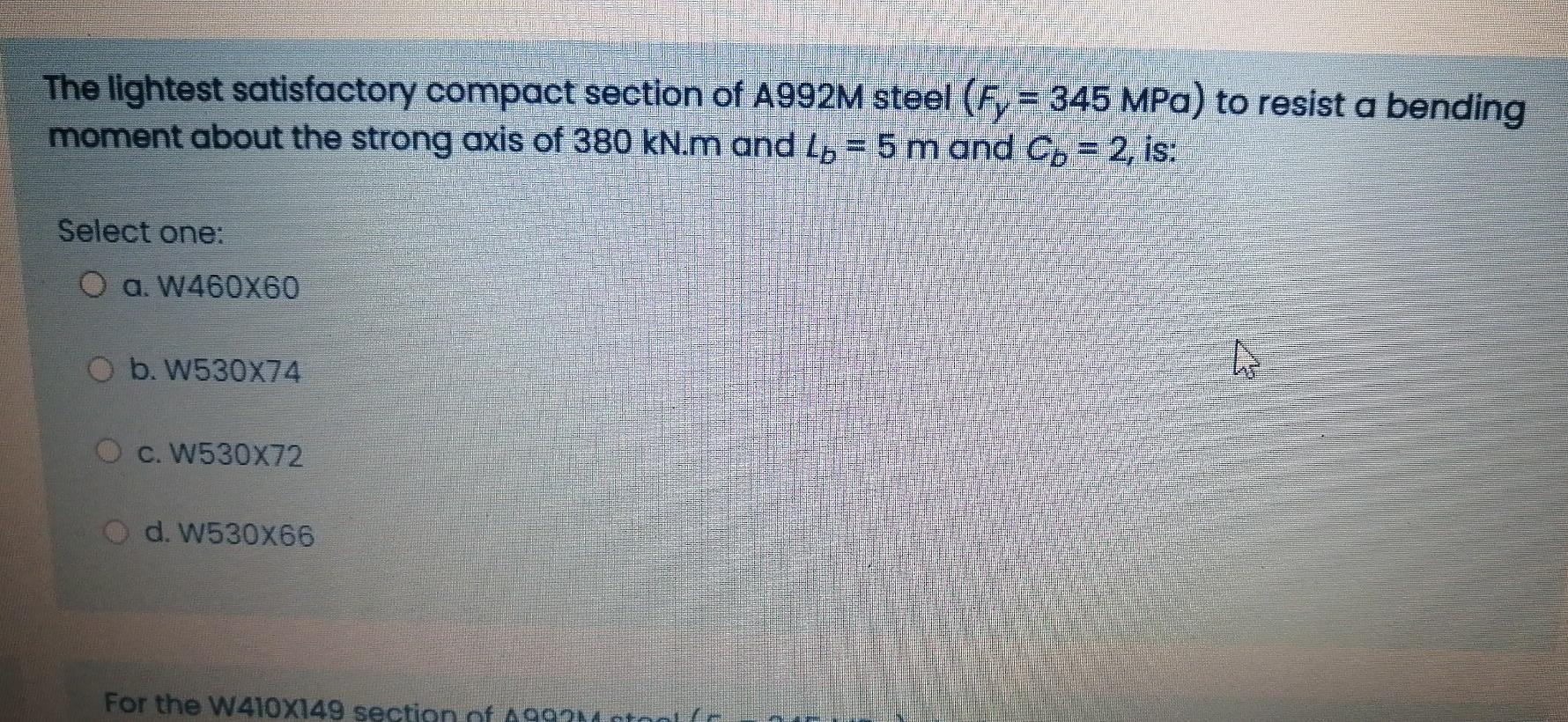 Solved The lightest satisfactory compact section of A992M | Chegg.com