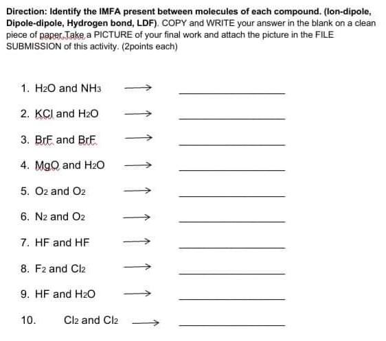 Solved Direction: Identify the IMFA present between | Chegg.com