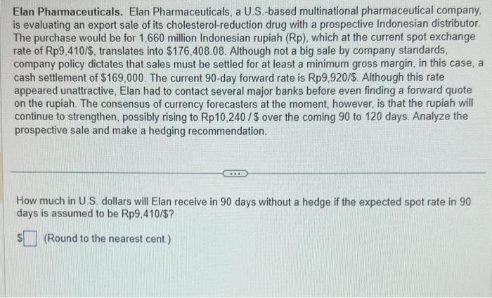 Solved Elan Pharmaceuticals. Elan Pharmaceuticals, a | Chegg.com