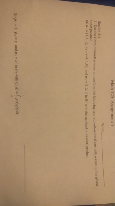 Solved Math 125 Assignment 7 Name: Section 5.3 1, Use the | Chegg.com