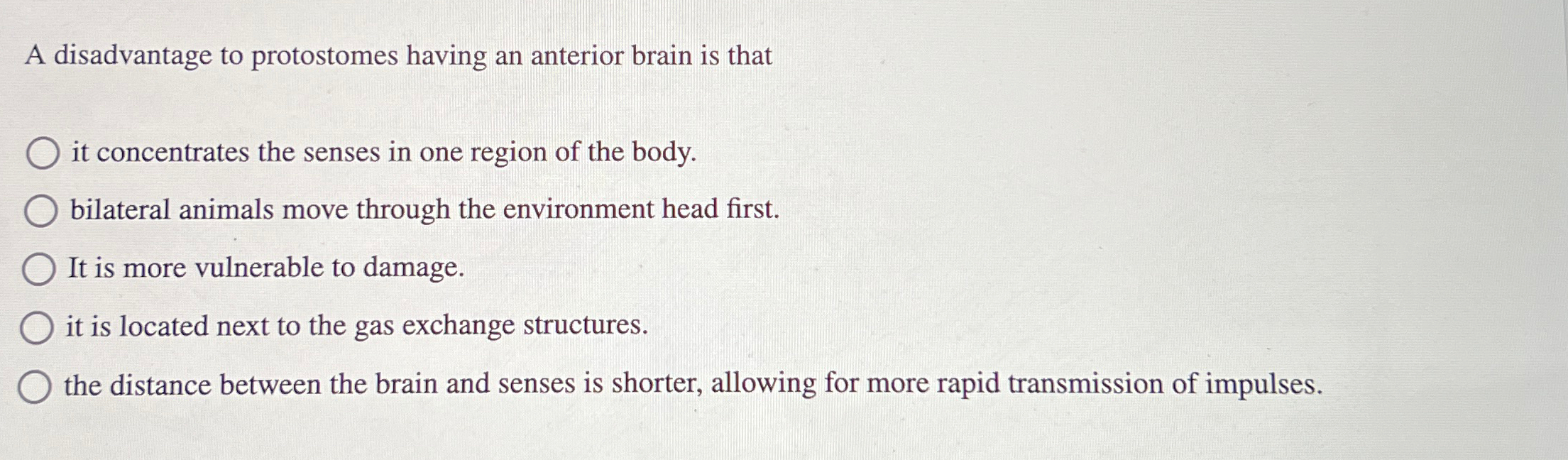 Solved A disadvantage to protostomes having an anterior | Chegg.com