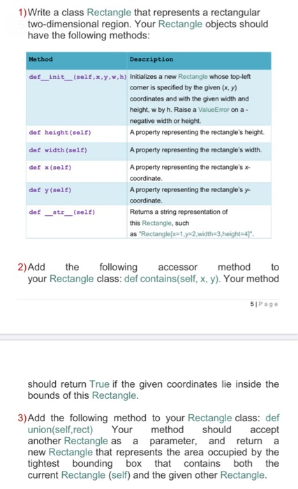 Solved 1) Write a class Rectangle that represents a | Chegg.com