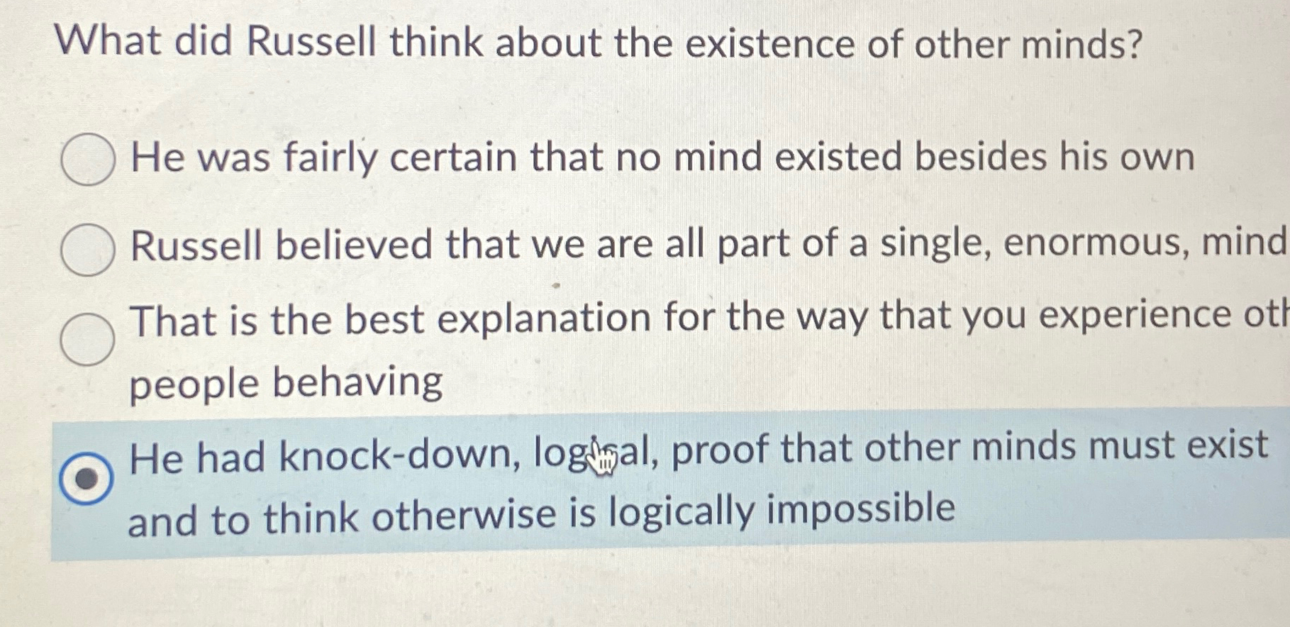 Solved What did Russell think about the existence of other | Chegg.com