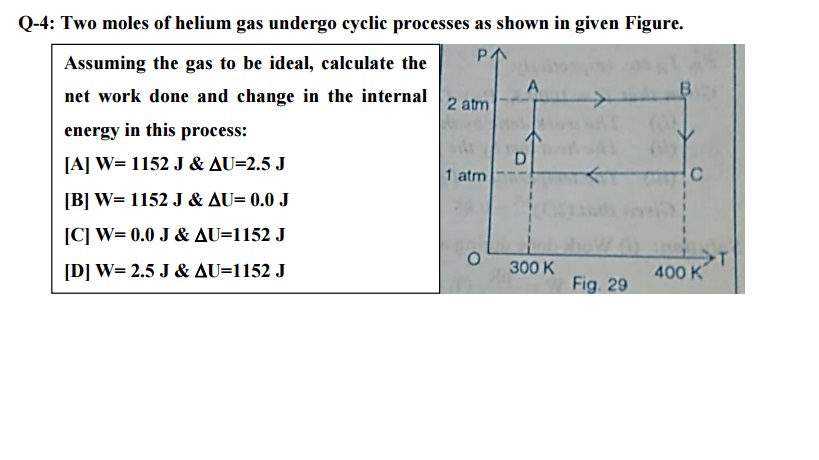 Solved Q-4: Two moles of helium gas undergo cyclic processes | Chegg.com