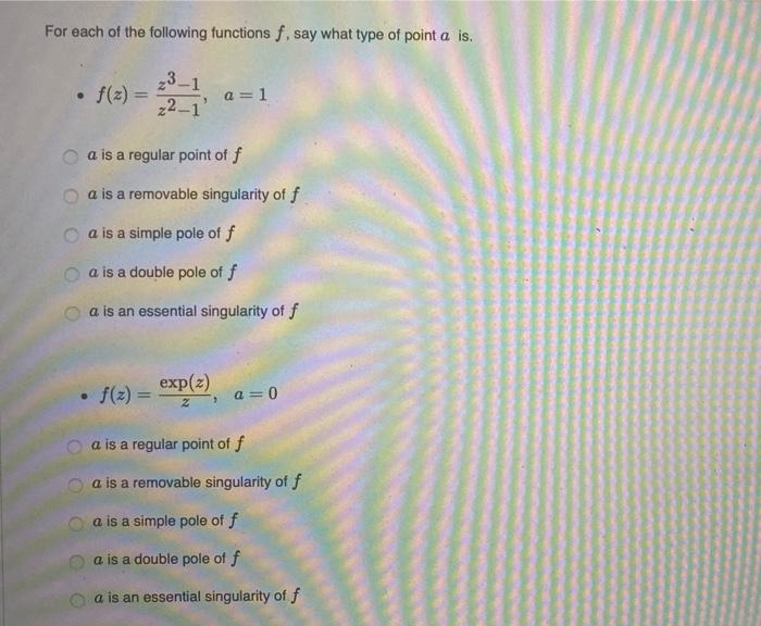 Solved For each of the following functions f, say what type | Chegg.com