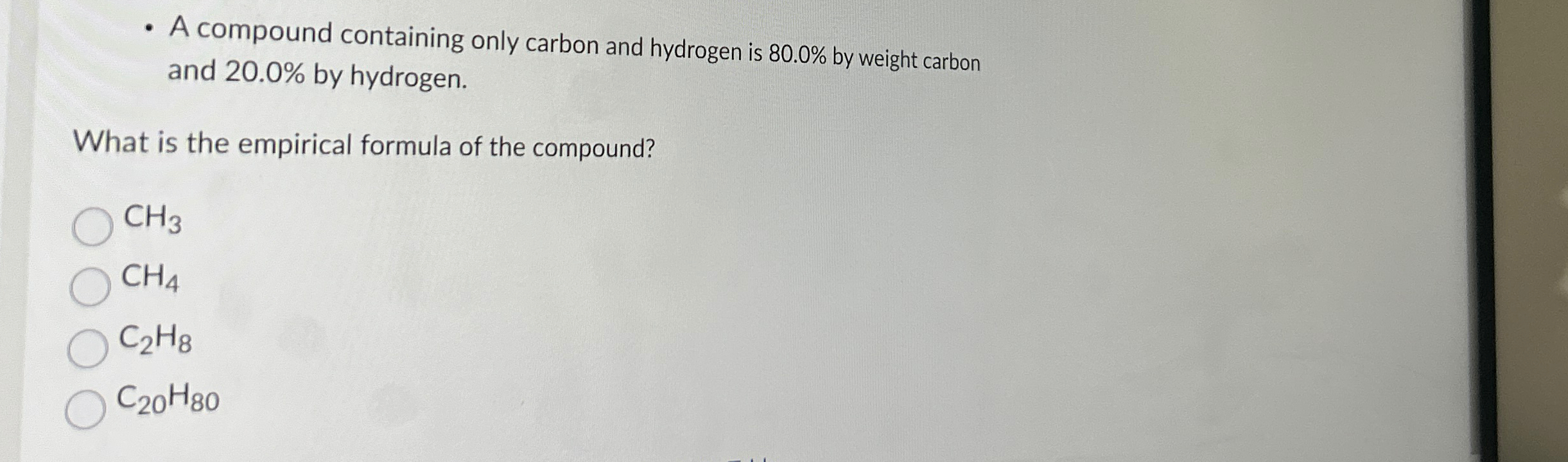 Solved A compound containing only carbon and hydrogen is | Chegg.com