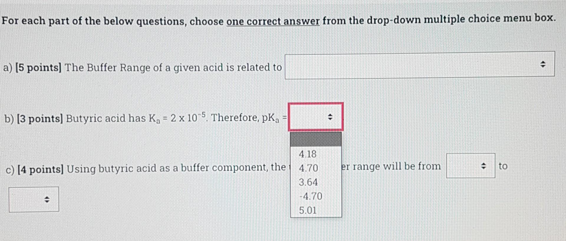 Solved For each part of the below questions, choose one | Chegg.com