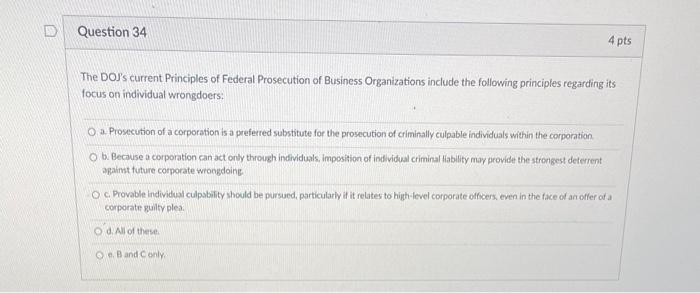 Solved The DOJ's current Principles of Federal Prosecution | Chegg.com