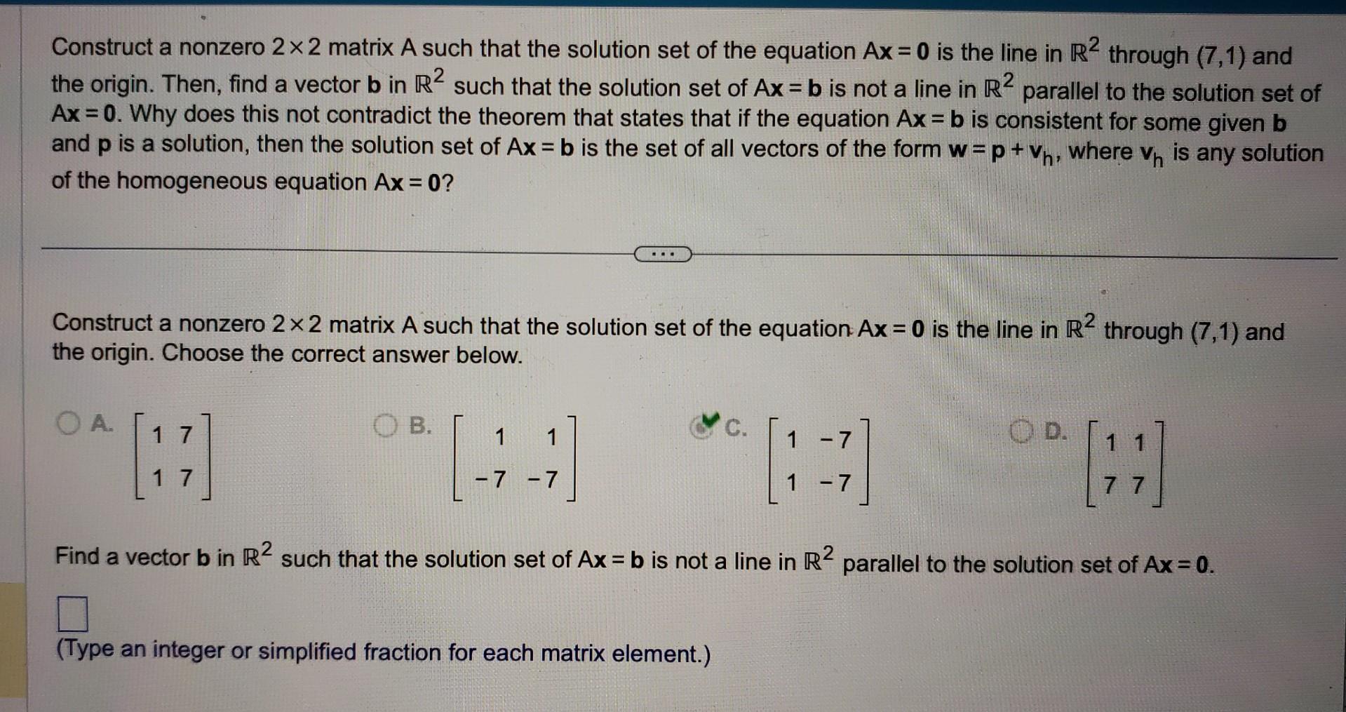 Solved Construct a nonzero 2×2 matrix A such that the | Chegg.com