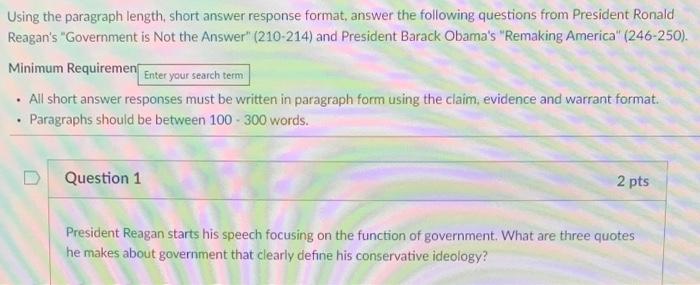 Using the paragraph length, short answer response | Chegg.com