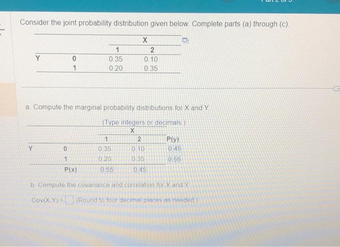 Solved Consider the joint probability distribution given | Chegg.com