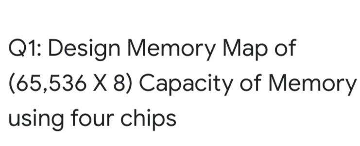 Solved Q1: Design Memory Map of (65,536 X 8) Capacity of | Chegg.com